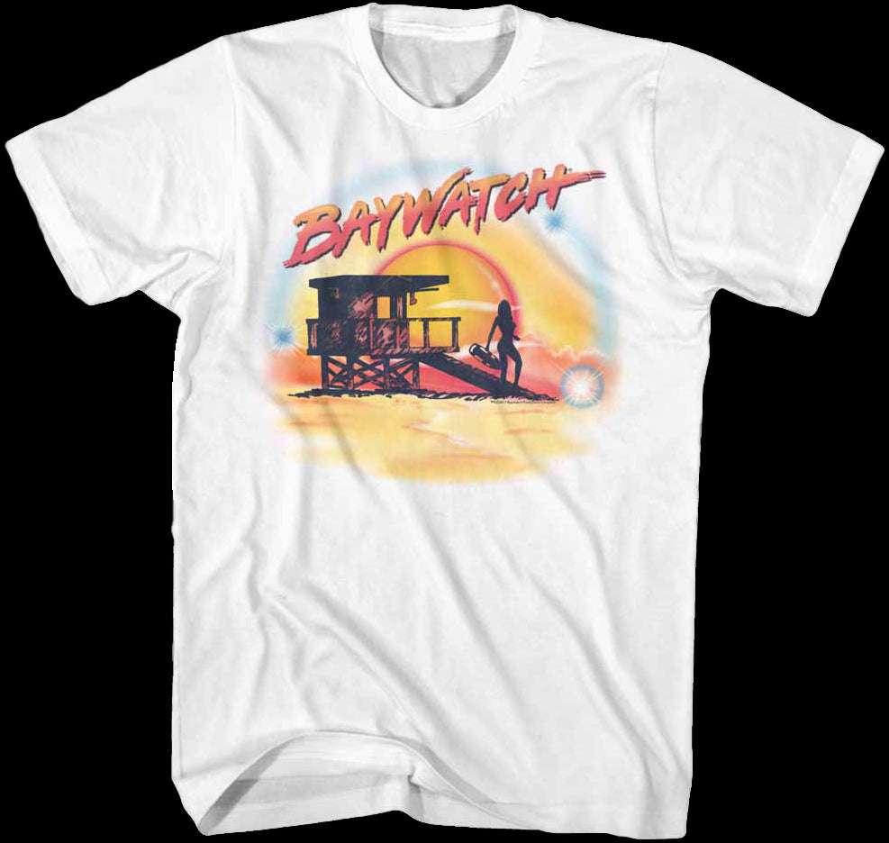 Airbrush Baywatch T-Shirt. Men's T-Shirt.