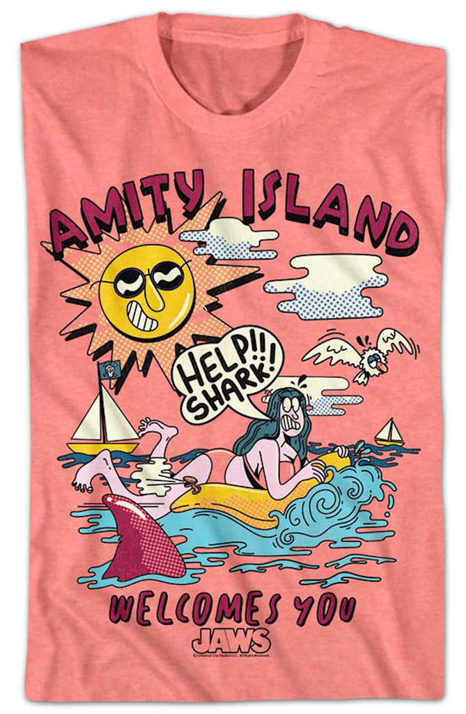 Amity Island Welcomes You Illustration Jaws T-Shirt