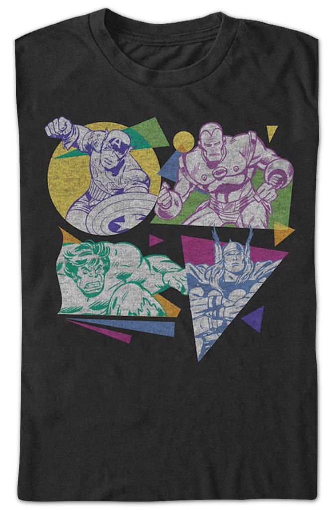 Avengers Retro Shapes Marvel Comics T-Shirt