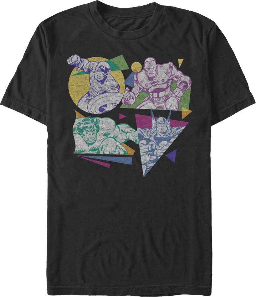 Avengers Retro Shapes Marvel Comics T-Shirt