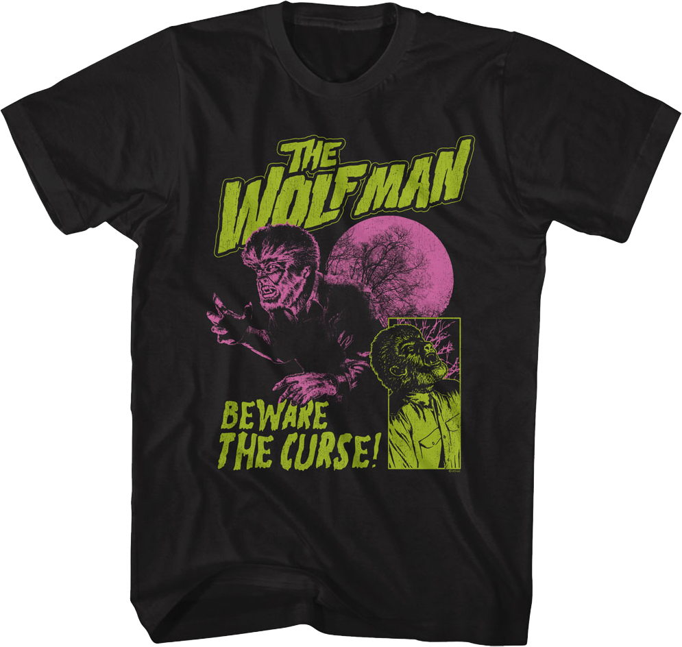 Beware The Curse Wolf Man T-Shirt