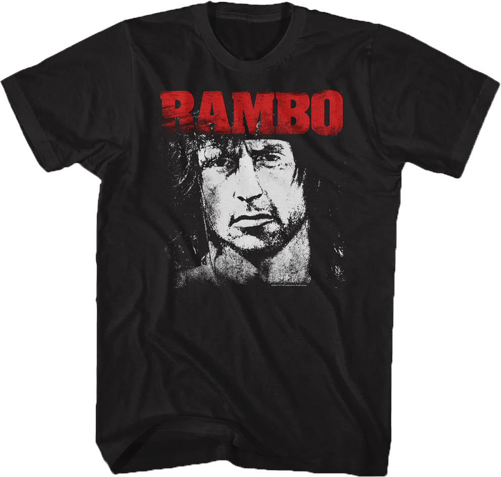 Black and White Face Rambo T-Shirt: Rambo Mens T-Shirt