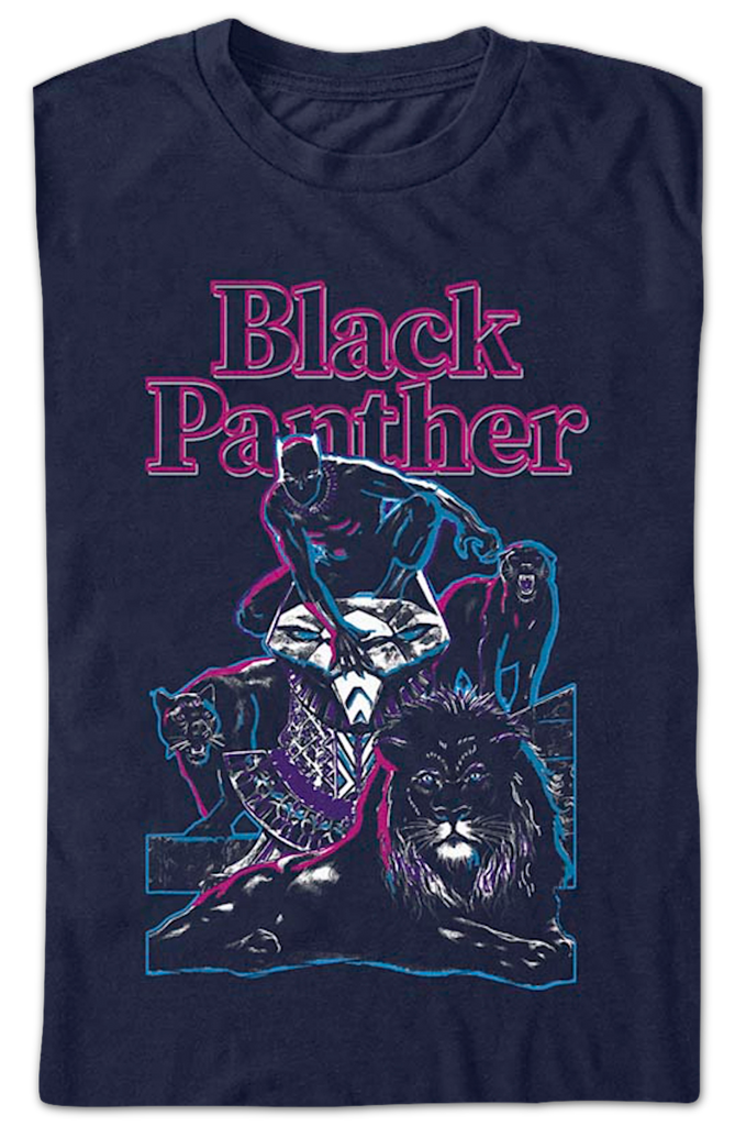 Black Panther Neon Outline Marvel Comics T-Shirt