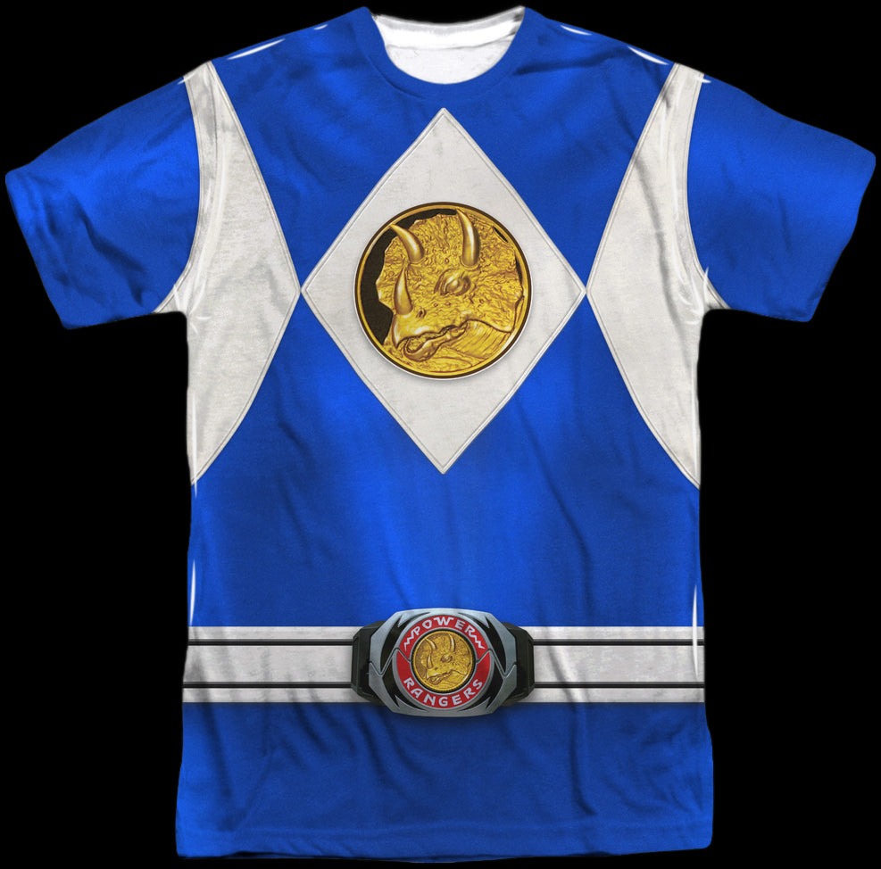 Blue Power Ranger Sublimation Costume T-Shirt: Mighty Morphin Rangers