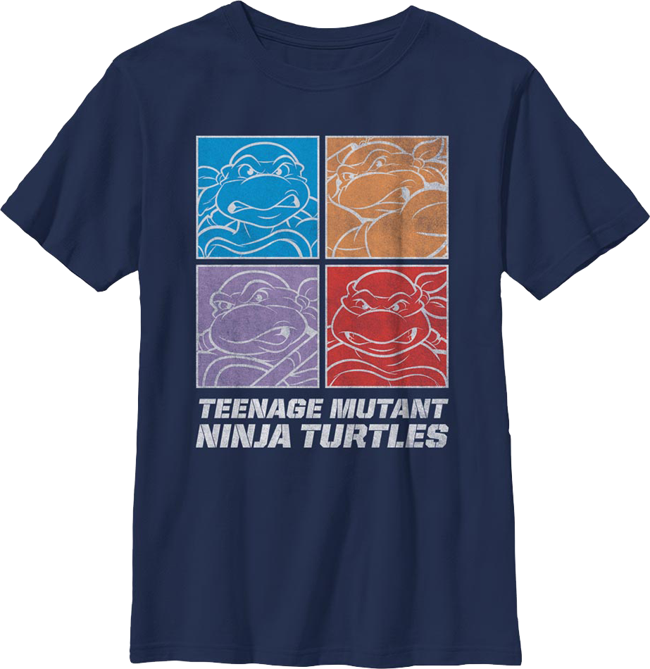 Boys Youth Square Outlines Teenage Mutant Ninja Turtles Shirt