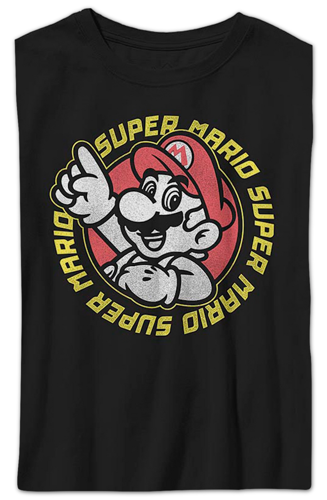 Boys Youth Super Mario Retro Circle Nintendo Shirt