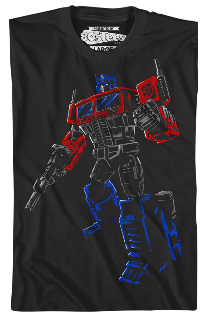 Brush Stroked Optimus Prime T-Shirt: Transformers Mens T-Shirt