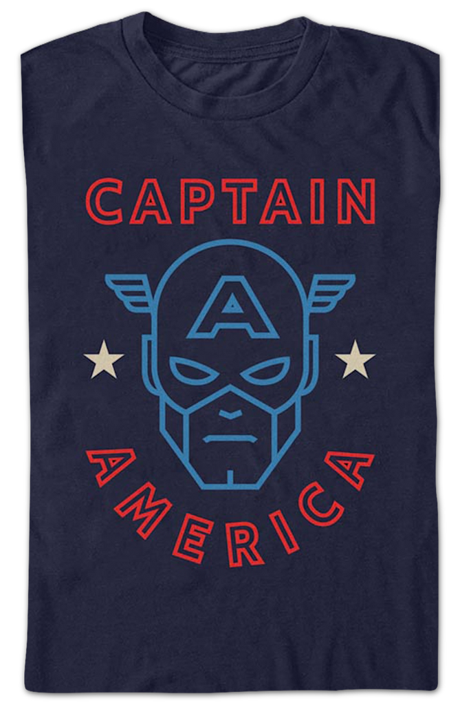 Captain America Mask Outline Marvel Comics T-Shirt