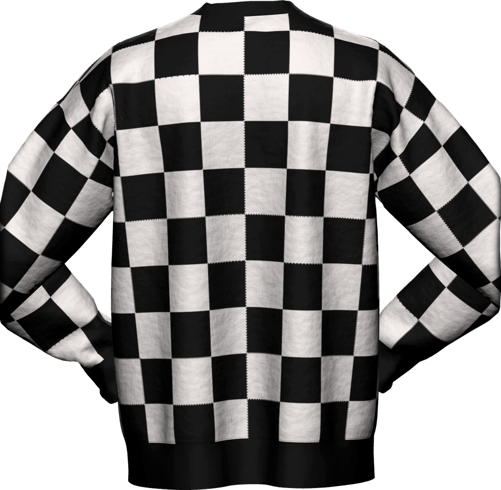 Checkerboard Pattern Knitted Sweater