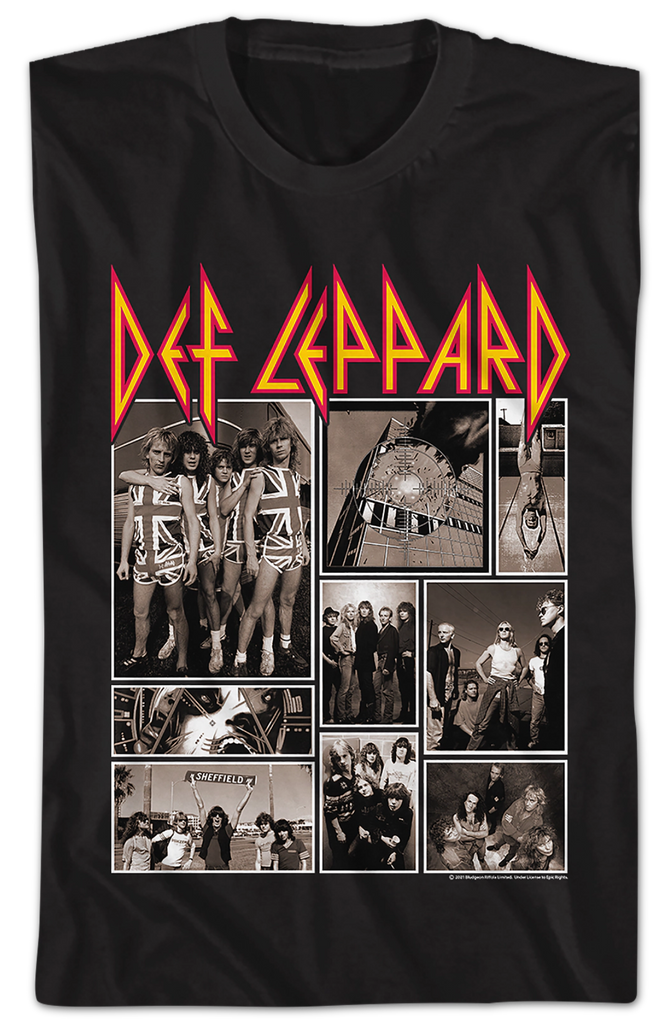 Black and White Collage Def Leppard T-Shirt