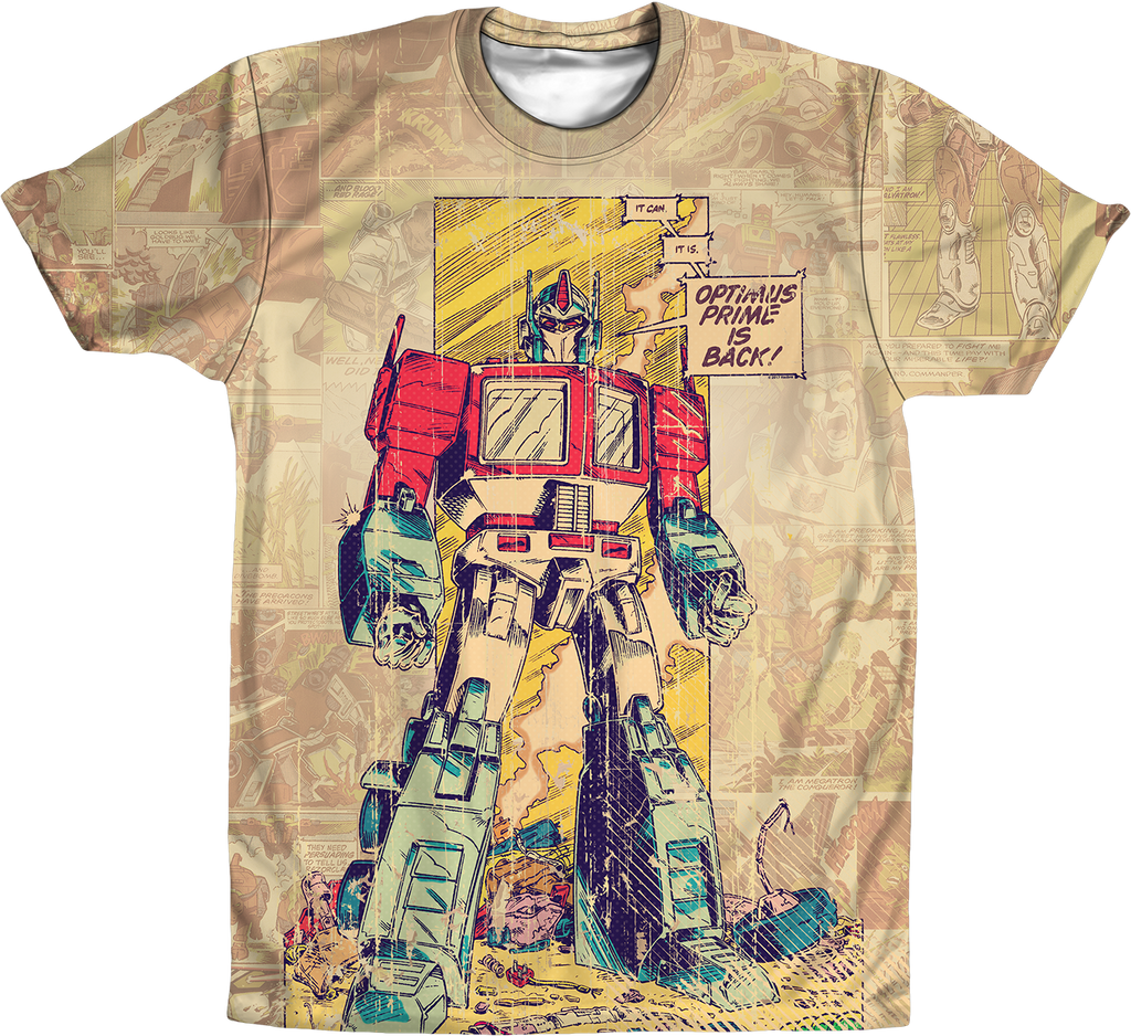 Comic Panel Optimus Prime Transformers Shirt: 80s Comic Book