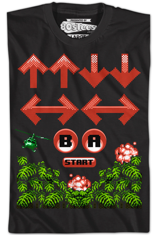 Contra Cheat Code 30 Lives T-Shirt: Video Game Mens T-Shirt
