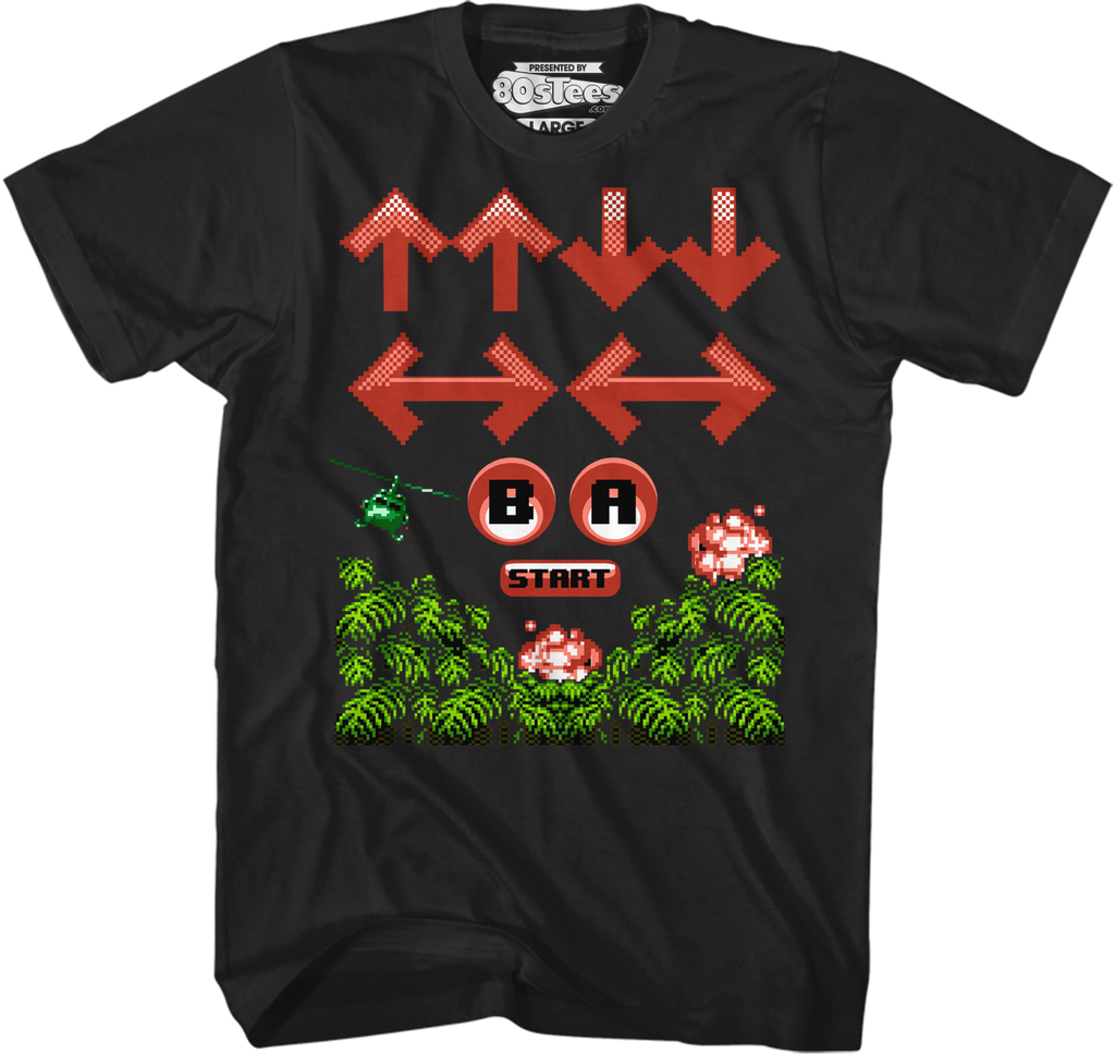 Contra Cheat Code 30 Lives T-Shirt: Video Game Mens T-Shirt