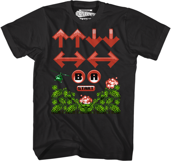 Contra Cheat Code 30 Lives T-Shirt: Video Game Mens T-Shirt