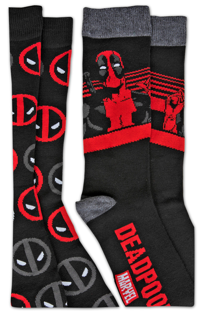 Deadpool Logo And Character 2-Pack Marvel Comics Socks