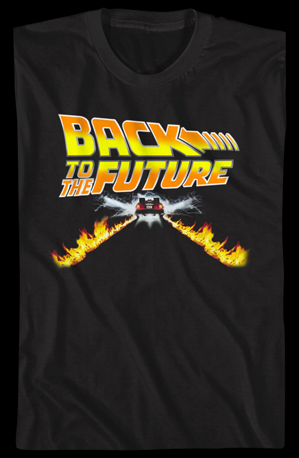 Delorean Fire Tracks T-Shirt: Back To The Future Mens T-shirt