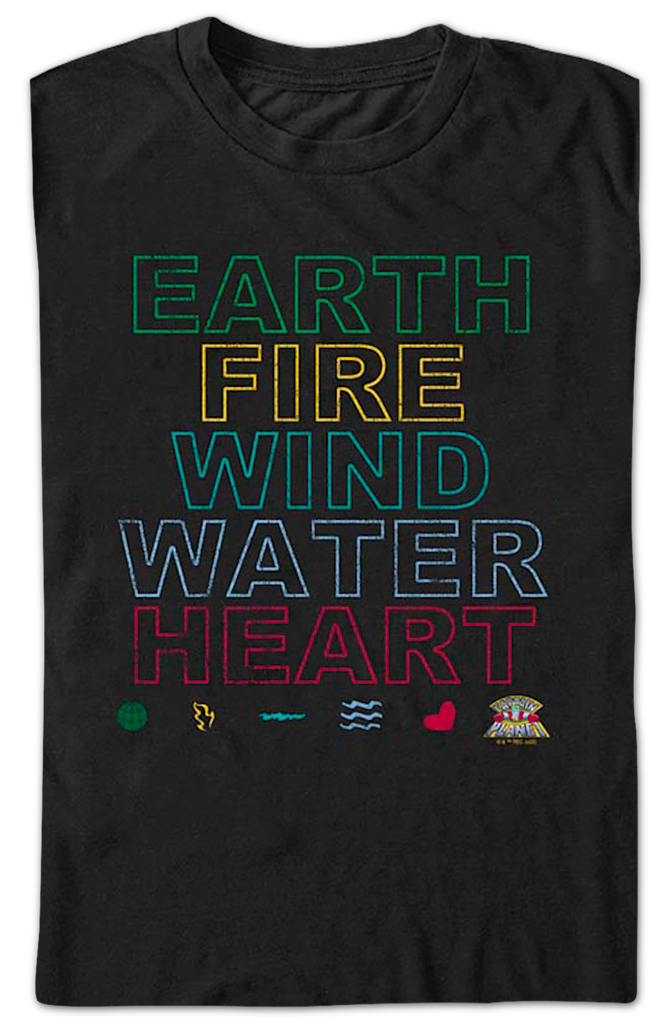 Earth Fire Wind Water Heart Captain Planet T-Shirt
