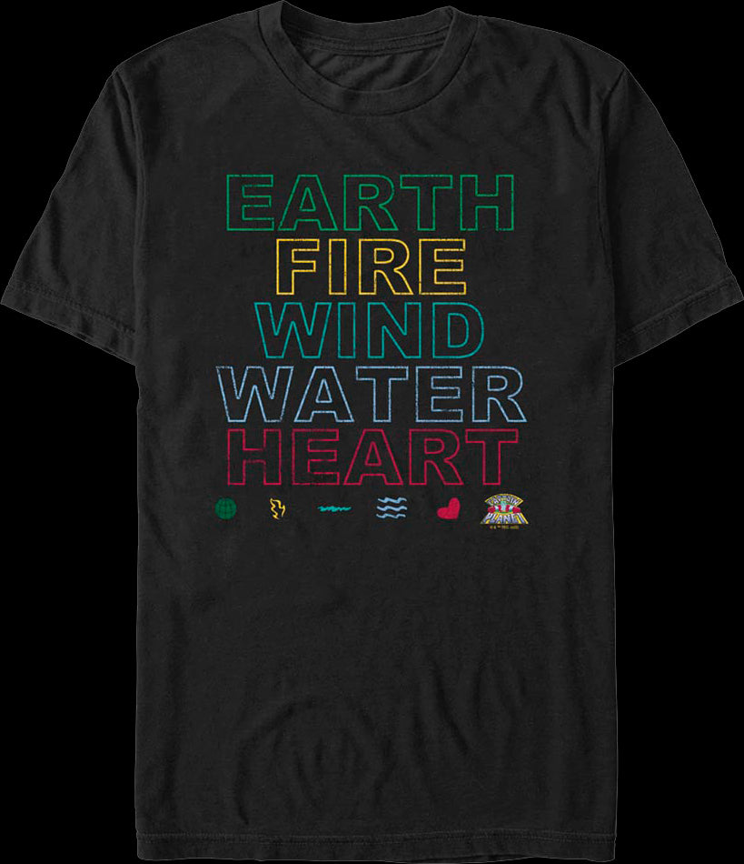 Earth Fire Wind Water Heart Captain Planet T-Shirt