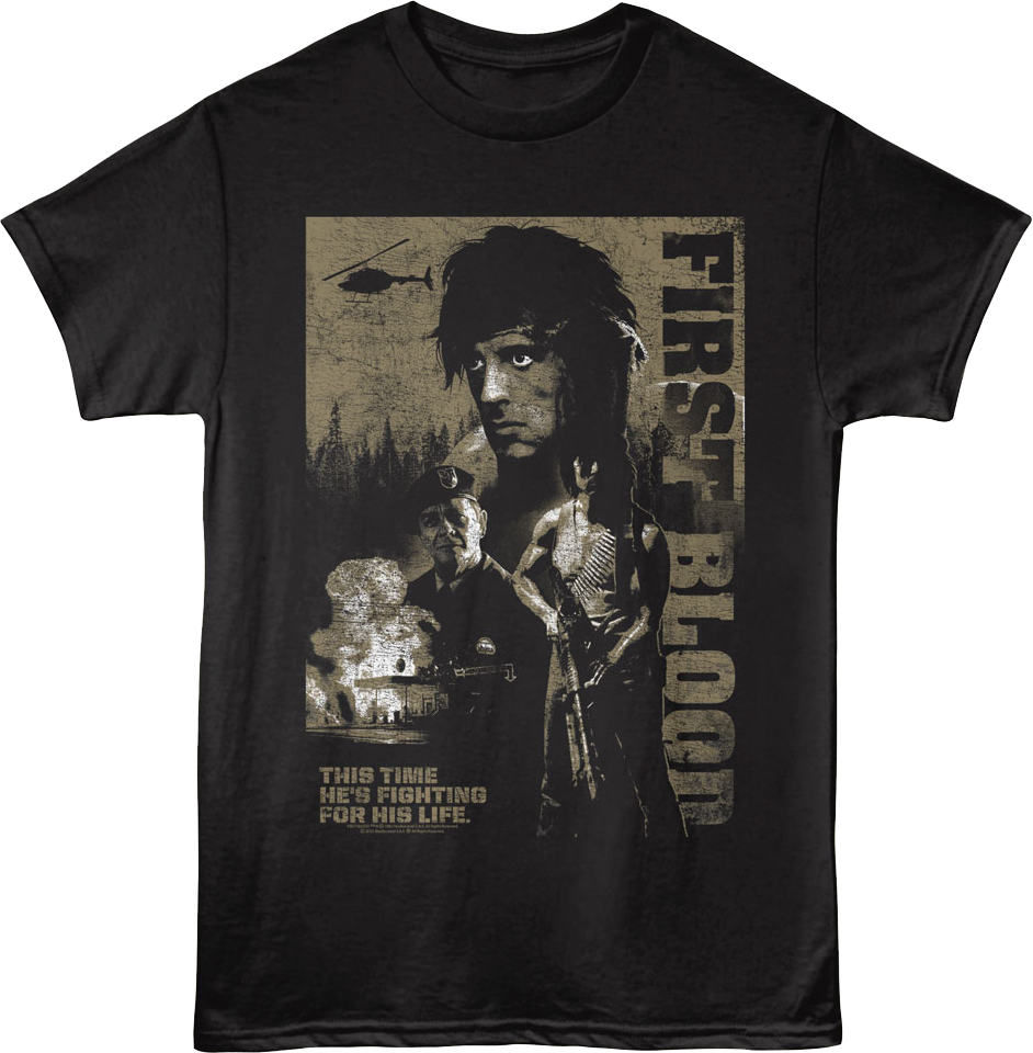 First Blood Tagline Poster Rambo T-Shirt