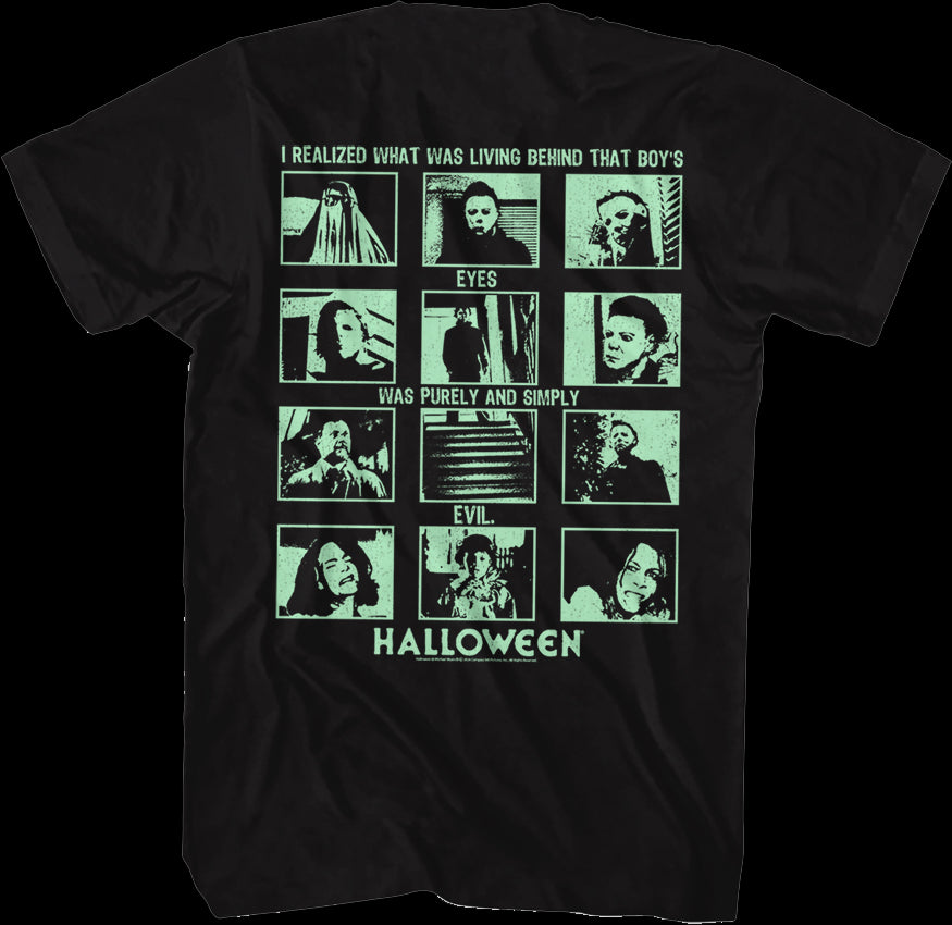 Front & Back Evil Collage Halloween T-Shirt