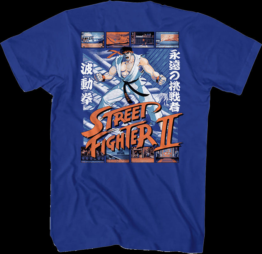 Front & Back Ryu Fight Scenes Street Fighter II T-Shirt