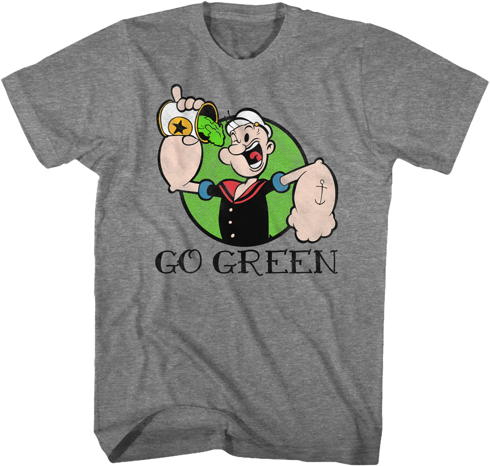 Go Green Popeye T-Shirt: Mens Popeye T-Shirt
