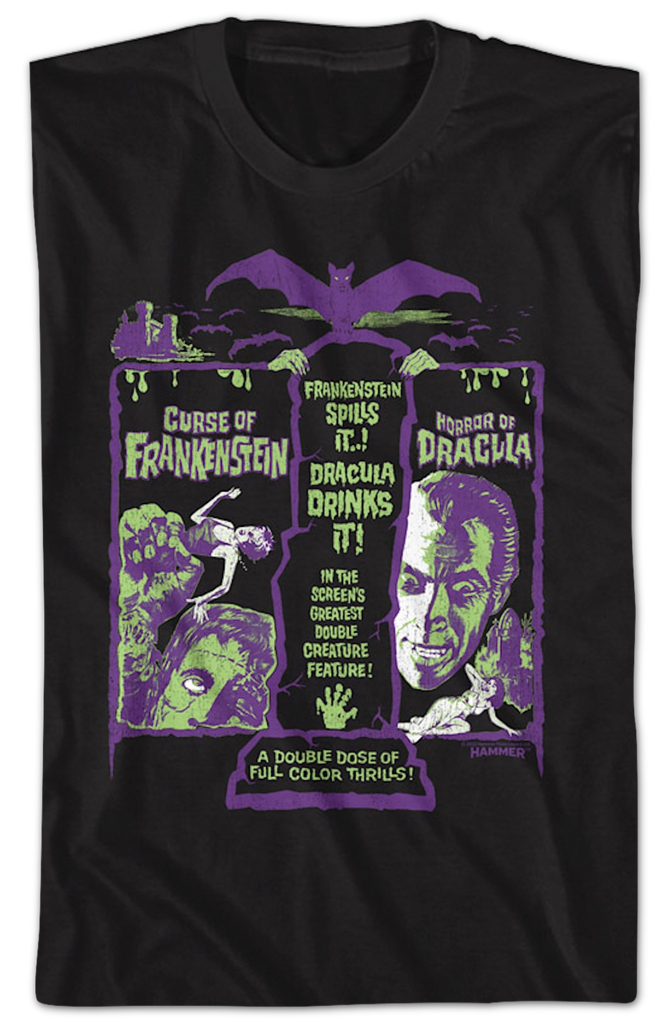 Greatest Double Creature Feature Hammer Films T-Shirt