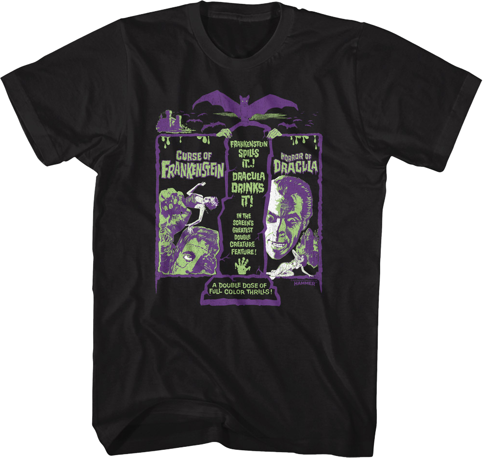 Greatest Double Creature Feature Hammer Films T-Shirt