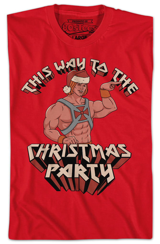 He-Man Christmas Party T-Shirt: Masters of the Universe Mens T-Shirt
