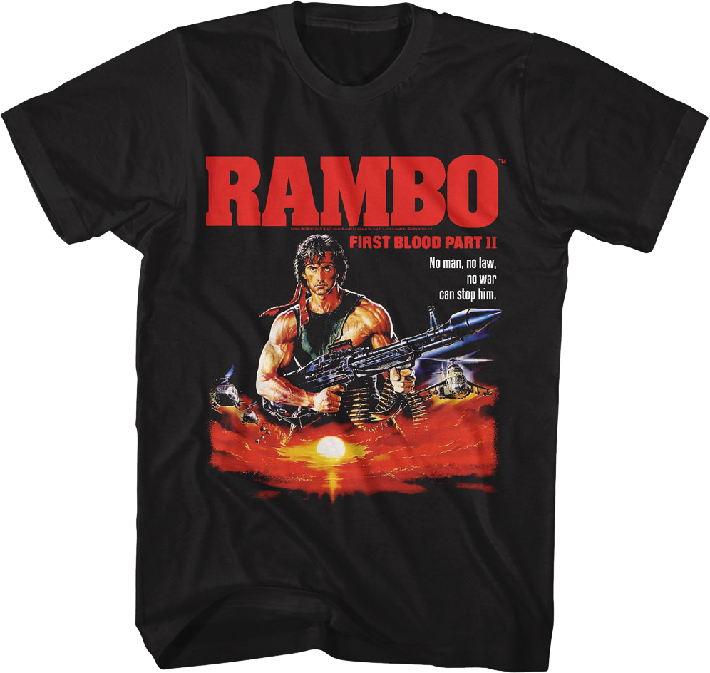 Illustrated Poster First Blood Part II Rambo T-Shirt