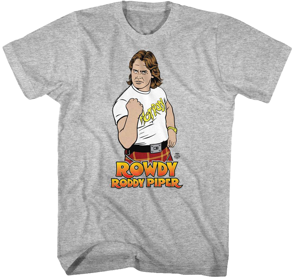 Gray Illustrated Rowdy Roddy Piper T-Shirt