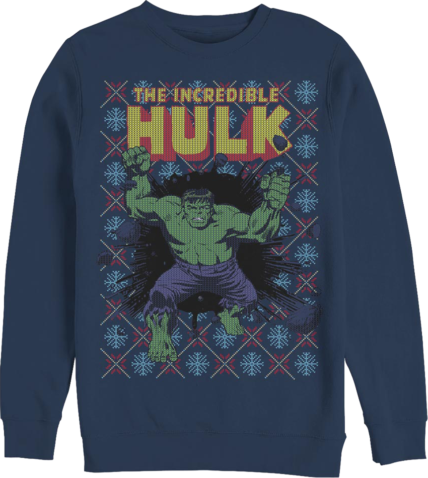 Incredible Hulk Faux Ugly Christmas Sweater Marvel Comics Sweatshirt