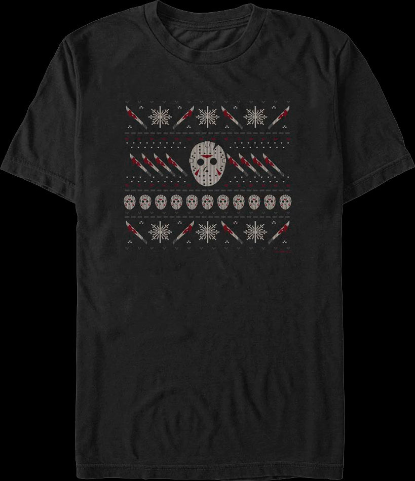 Jason Faux Ugly Christmas Sweater Friday the 13th T-Shirt