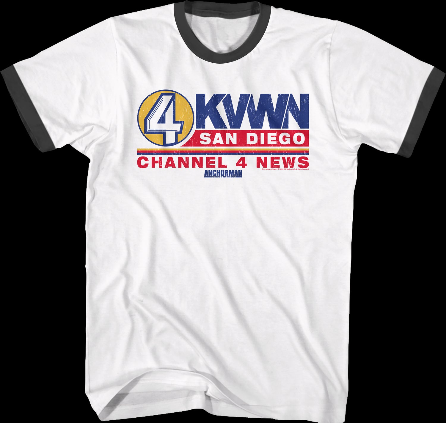 KVWN Channel 4 News Logo Anchorman Ringer Shirt
