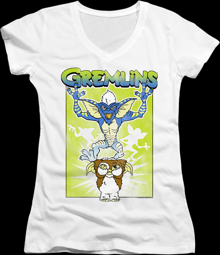 Ladies Gizmo's Nightmare Gremlins V-Neck Shirt