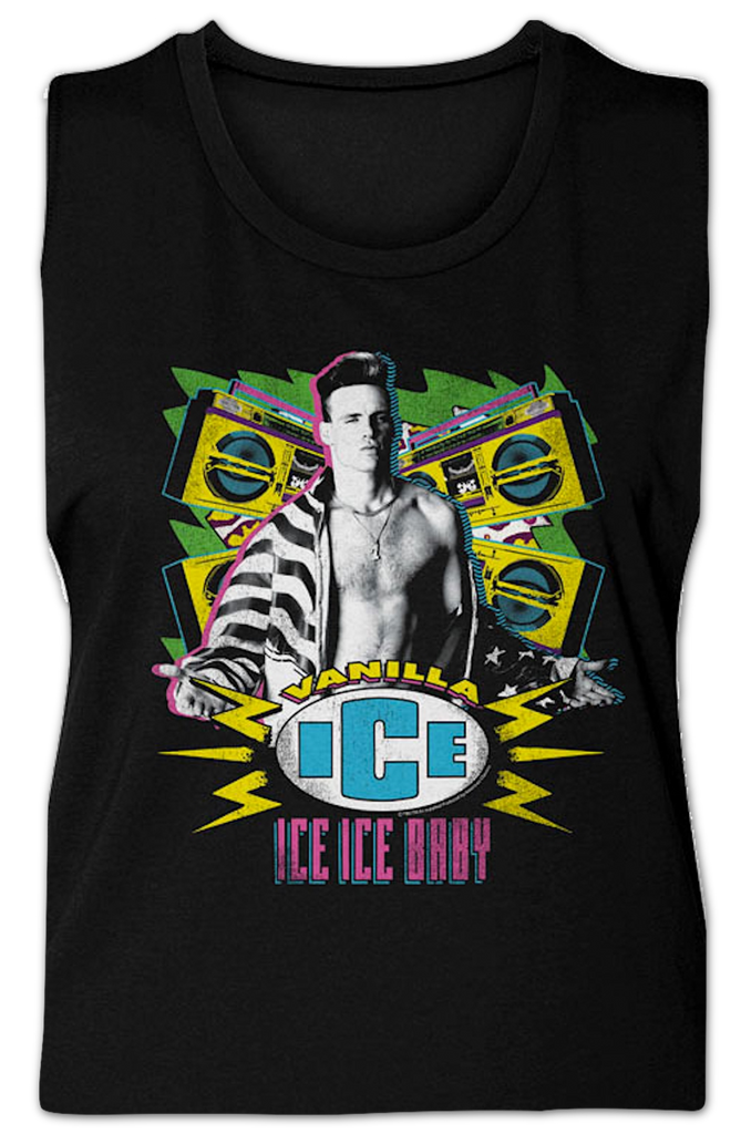 Ladies Ice Ice Baby Stereos Vanilla Ice Muscle Tank Top