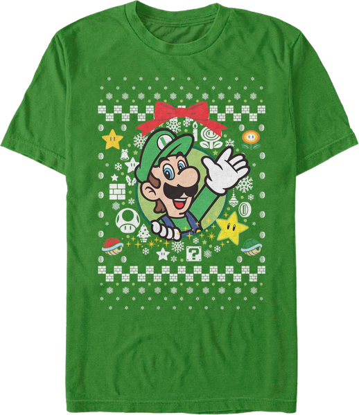 Luigi Christmas Wreath Nintendo T-Shirt