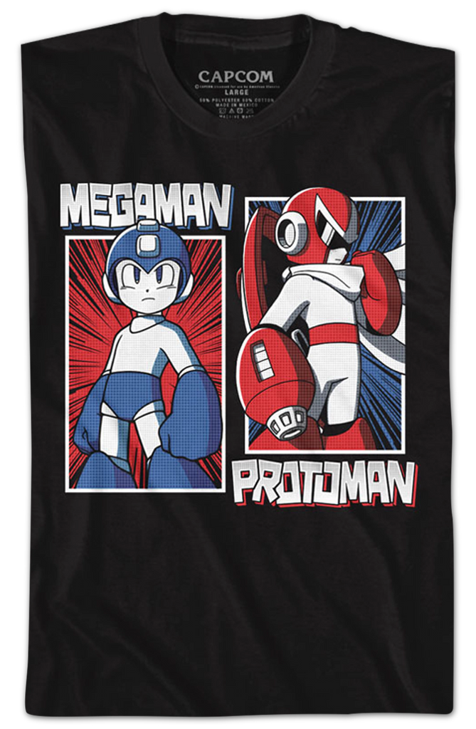 Mega Man and Proto Man T-Shirt: Capcom Mens T-Shirt