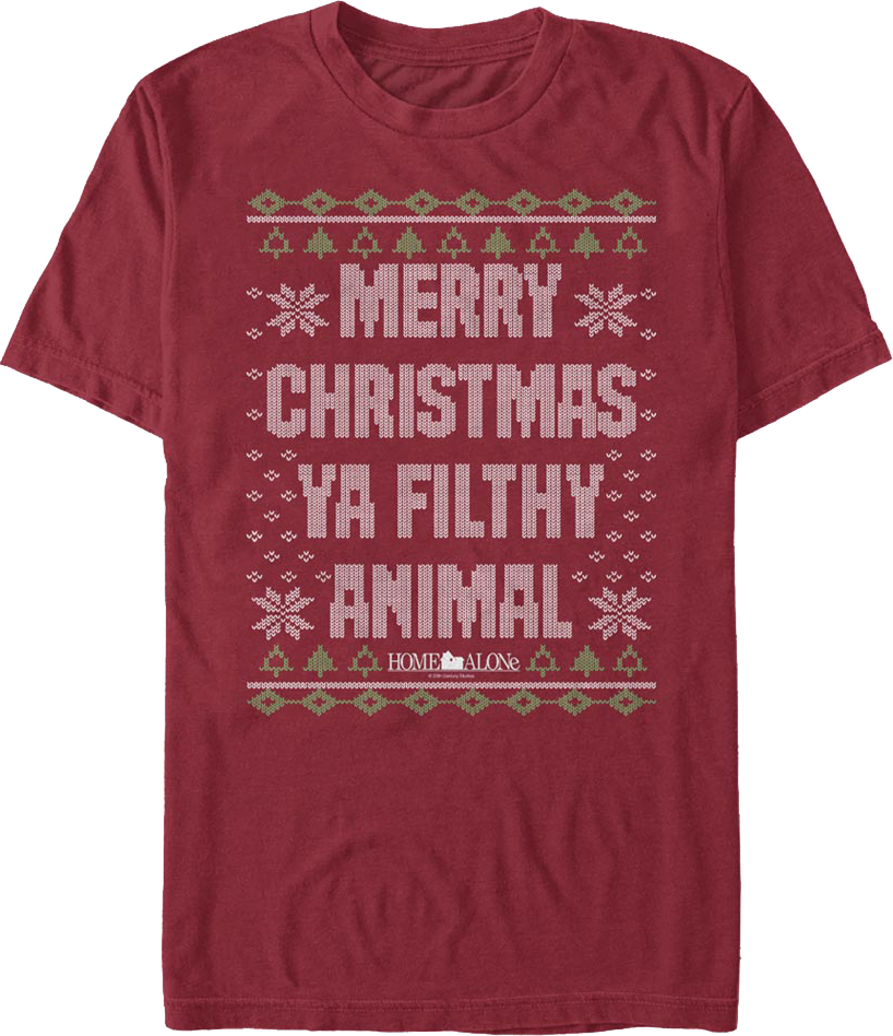 Merry Christmas Ya Filthy Animal Faux Knit Sweater Home Alone T-Shirt