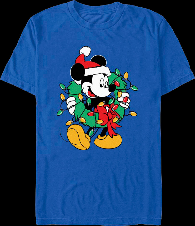 Mickey Mouse Christmas Wreath Disney T-Shirt