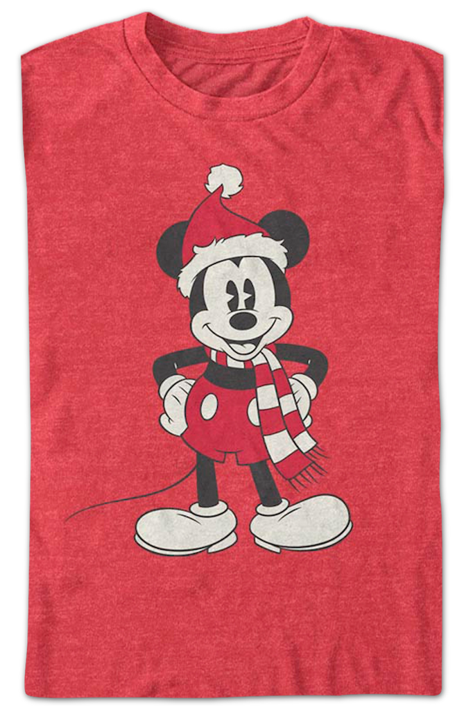 Mickey Mouse Scarf & Santa Claus Hat Disney T-Shirt