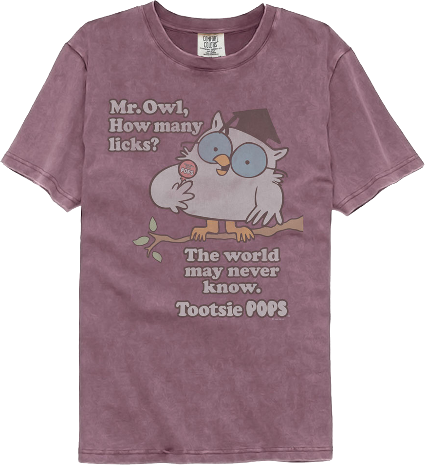 Mr. Owl How Many Licks Tootsie Pop Comfort Colors Brand T-Shirt