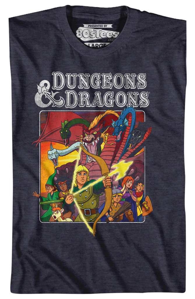 Navy Heather Cartoon Characters Dungeons & Dragons T-Shirt