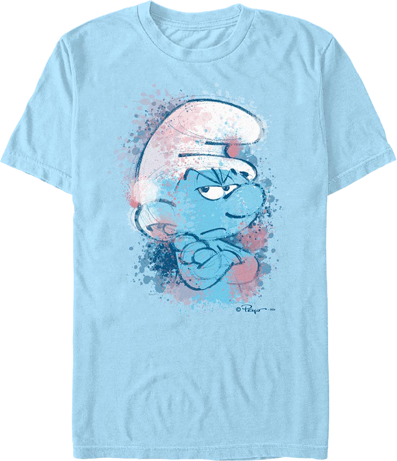 Paint Splatter Grouchy Smurf T-Shirt