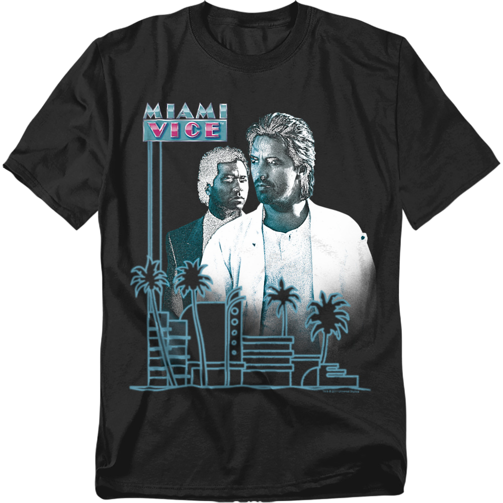 Palm Trees Miami Vice T-Shirt: Miami Vice Mens T-Shirt