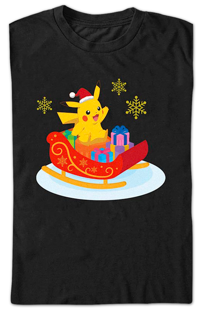 Pikachu Sleigh Ride Pokemon T-Shirt