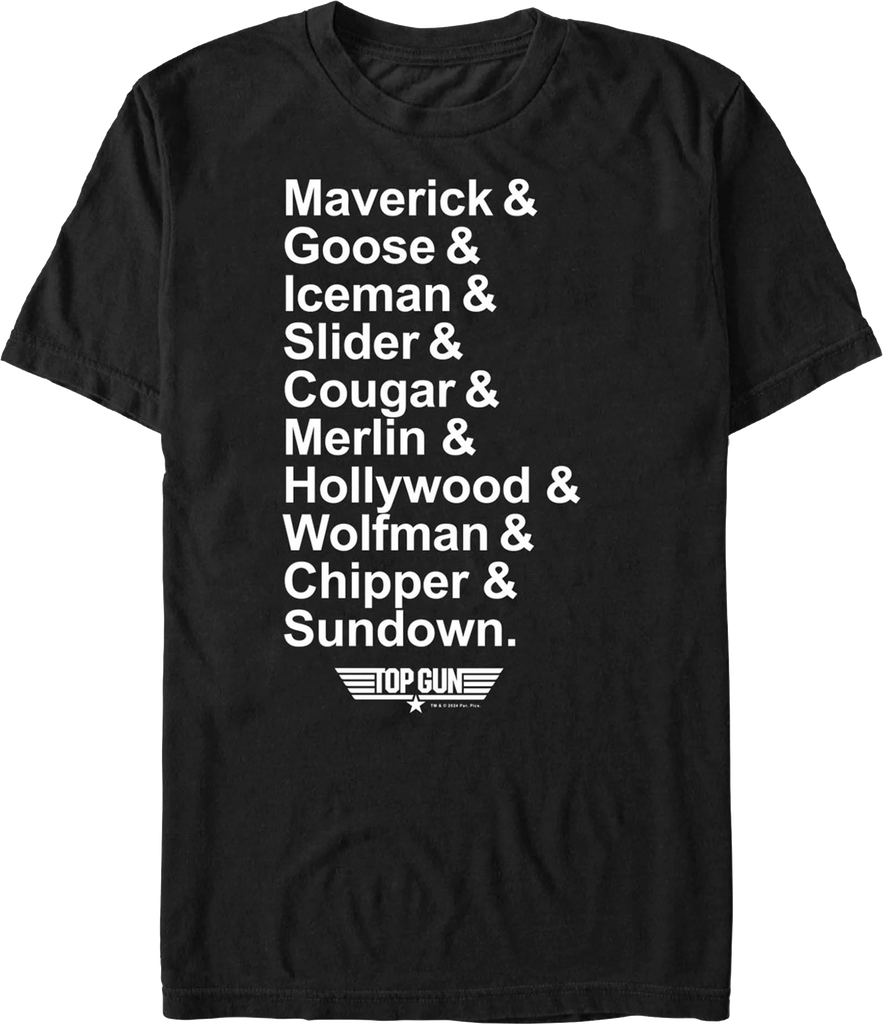 Pilot Names Top Gun T-Shirt