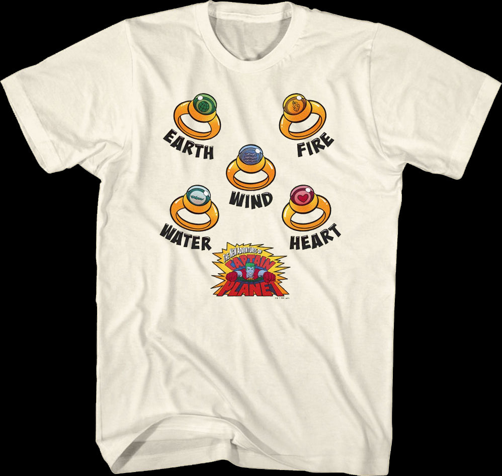 Planeteer Rings Captain Planet T-Shirt