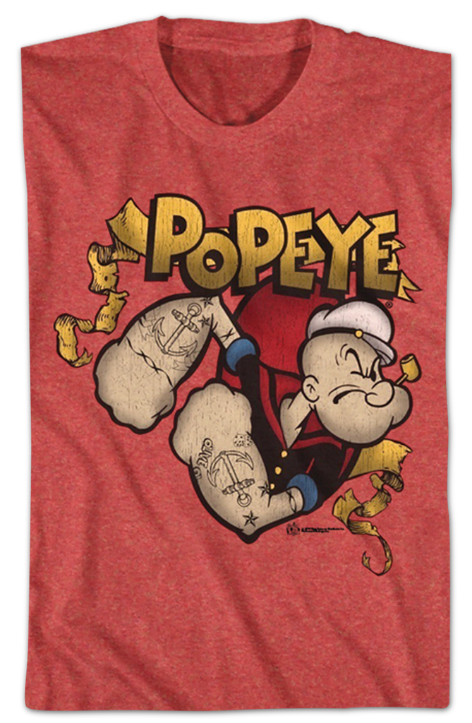 Popeye Gold Banner T-Shirt: Popeye Mens T-Shirt