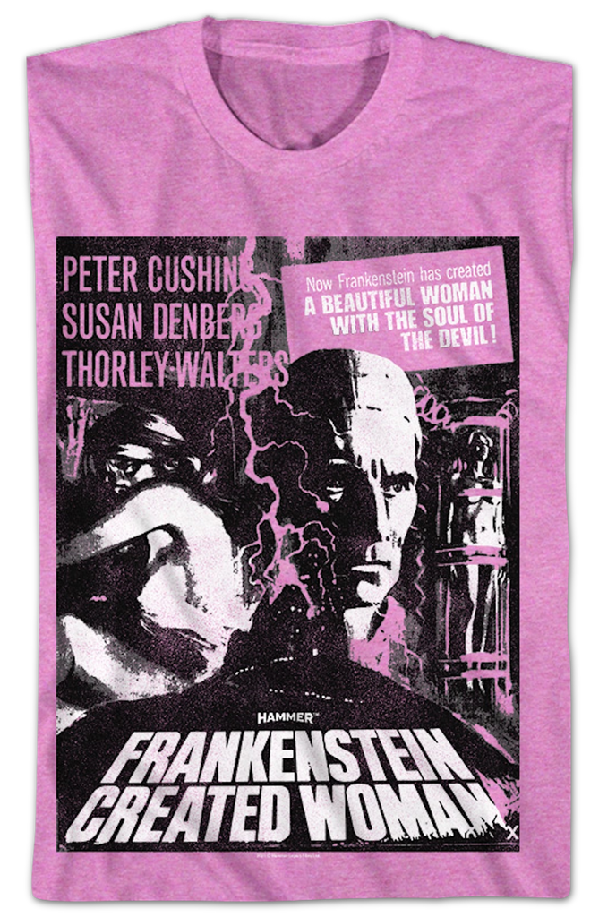 Purple Frankenstein Created Woman Hammer Films T-Shirt
